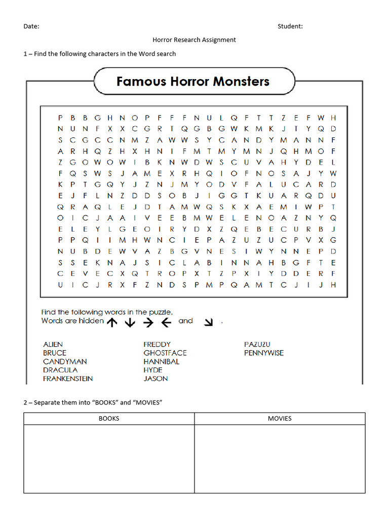 Horror Crossword | PDF