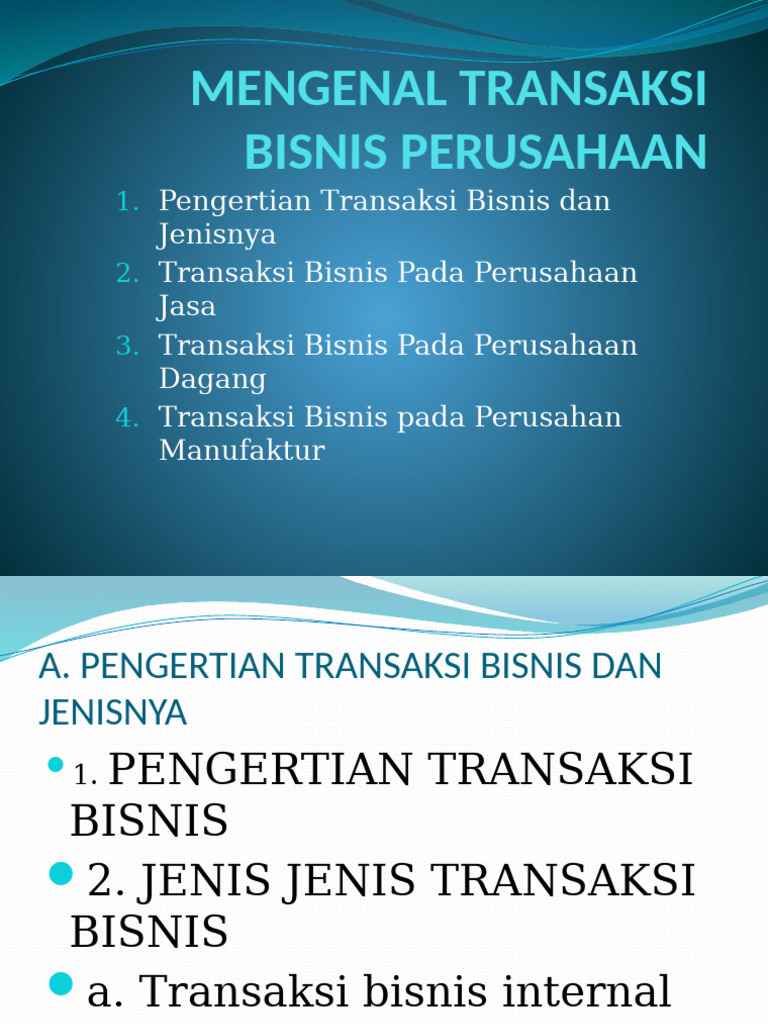 Transaksi Bisnis: Jenis dan Contoh | PDF