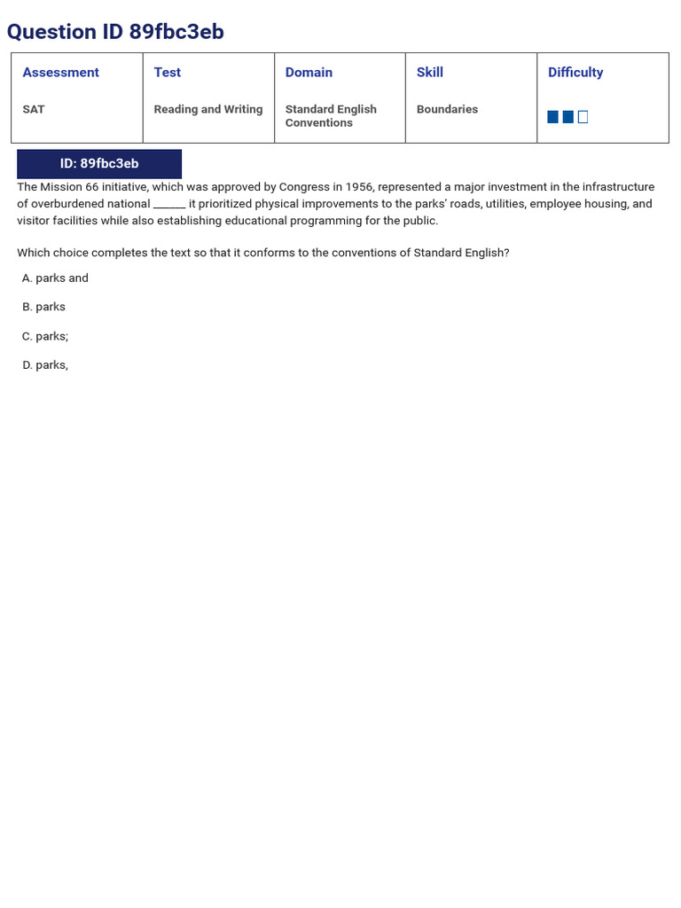 SAT - Reading and Writing - Standard English Conventions - Questions | PDF