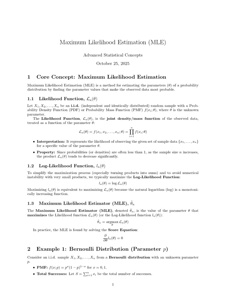 Maximum Likelihood Estimator | PDF | Estimation Theory | Applied Mathematics