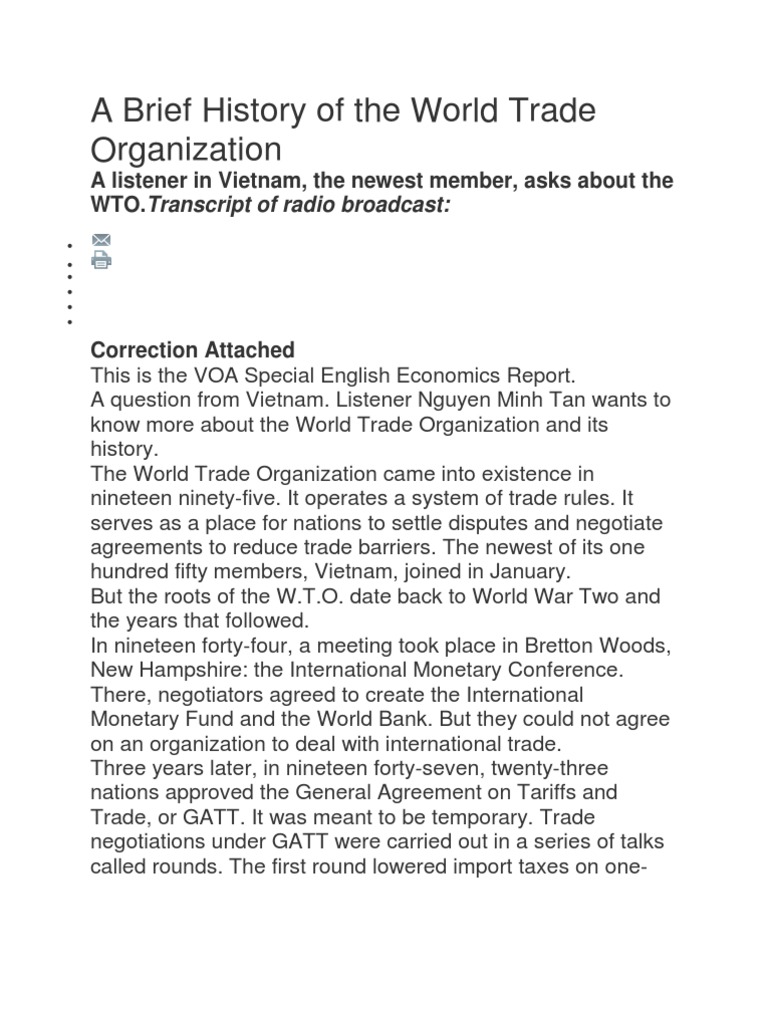 A Brief History of the World Trade Organization | World Trade ...