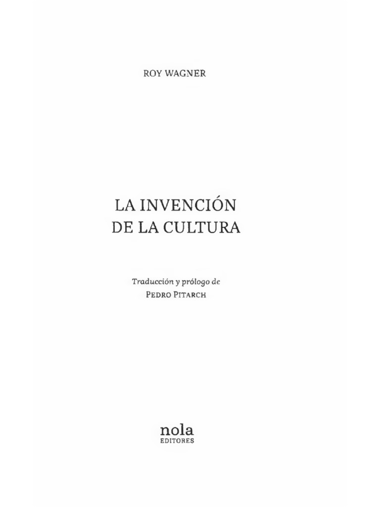 Wagner Roy - La Invencion de La Cultura | PDF