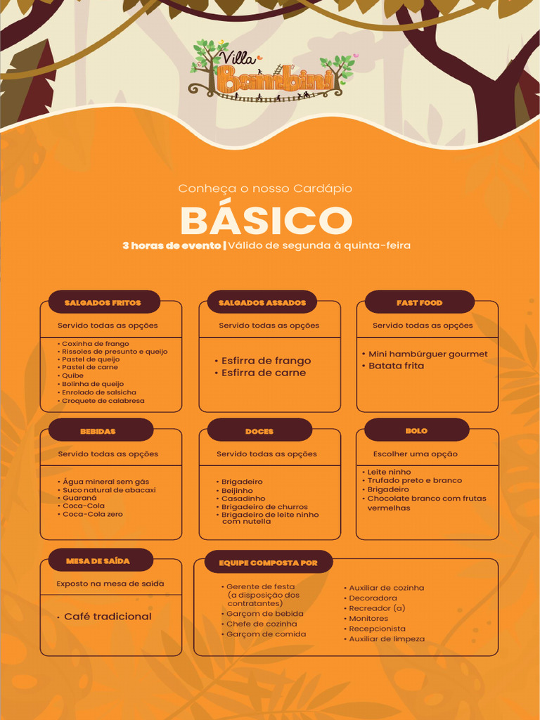 Cardápio Completo para Eventos 3h | PDF | Alimentos | Culinária