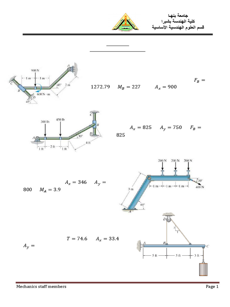 Rigid Body Equilibrium Exercises | PDF | Force | Physics