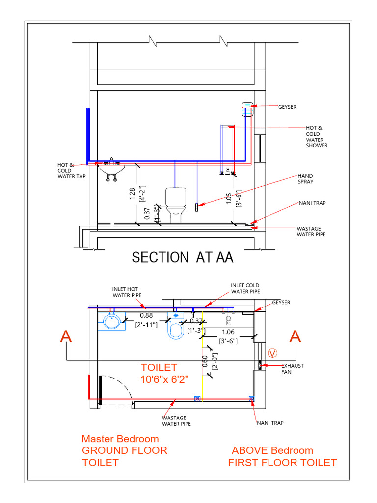 Master Bedroom Toilet Plumbing Layout | PDF