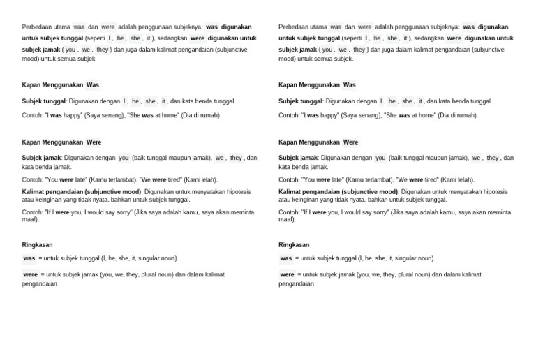 Was & Were - 6 SD | PDF