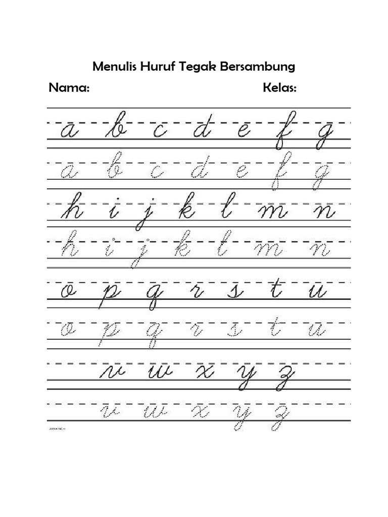 Contoh Menulis Huruf Tegak Bersambung | PDF