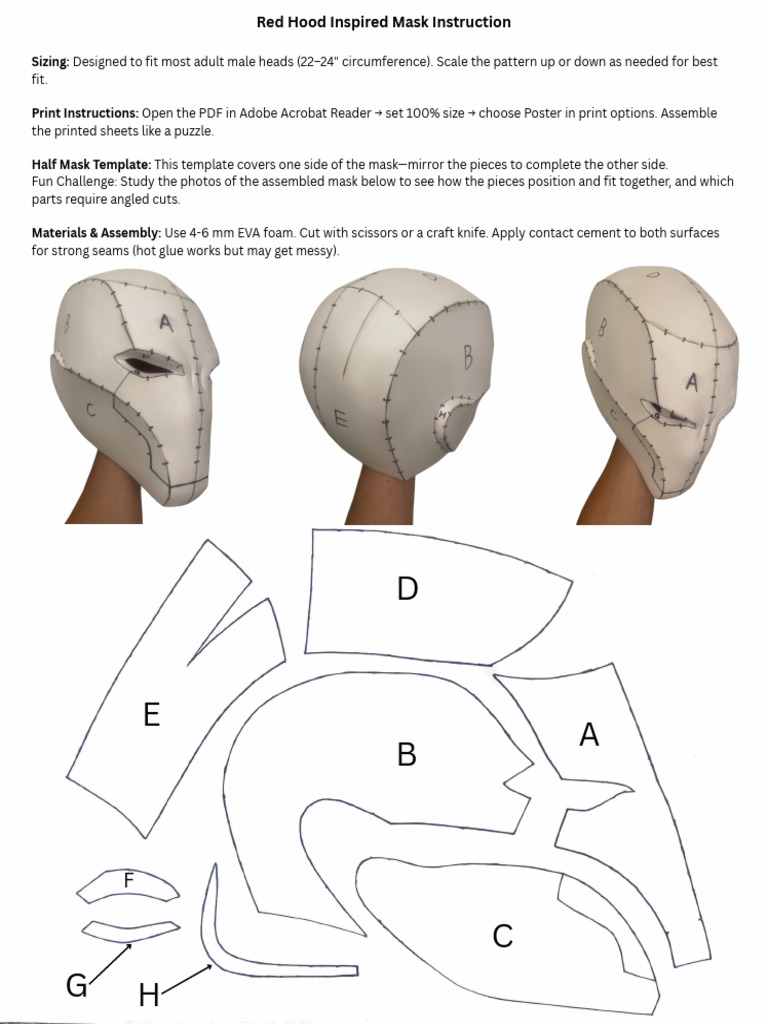 Red Hood Mask DIY Instructions | PDF