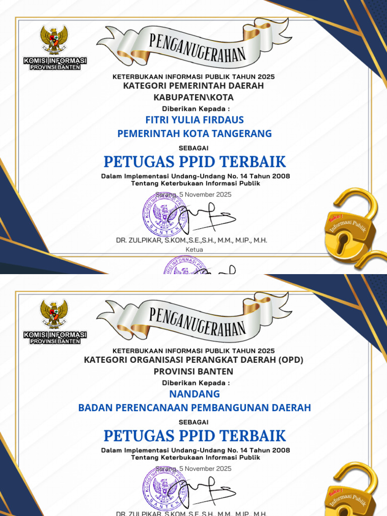 Template Piagam Penganugerahan Monev 2025 PDF | PDF