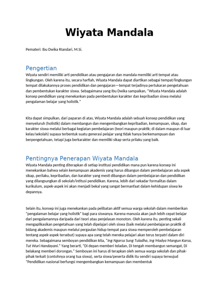 Wiyata Mandala | PDF