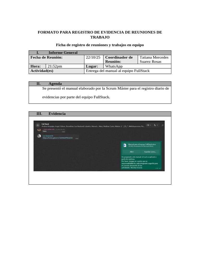 Entrega Del Manual Al Equipo FullStack | PDF
