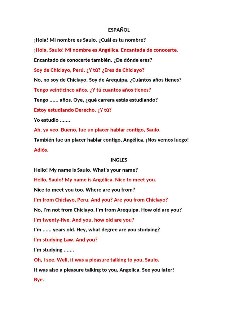 Conversacion Ingles Semana 3 Con Compañero | PDF