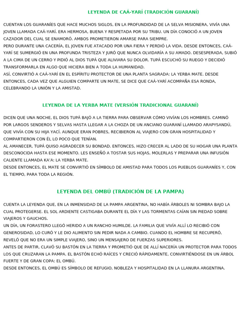 Leyenda de Caá-Yarí y el Mate | PDF