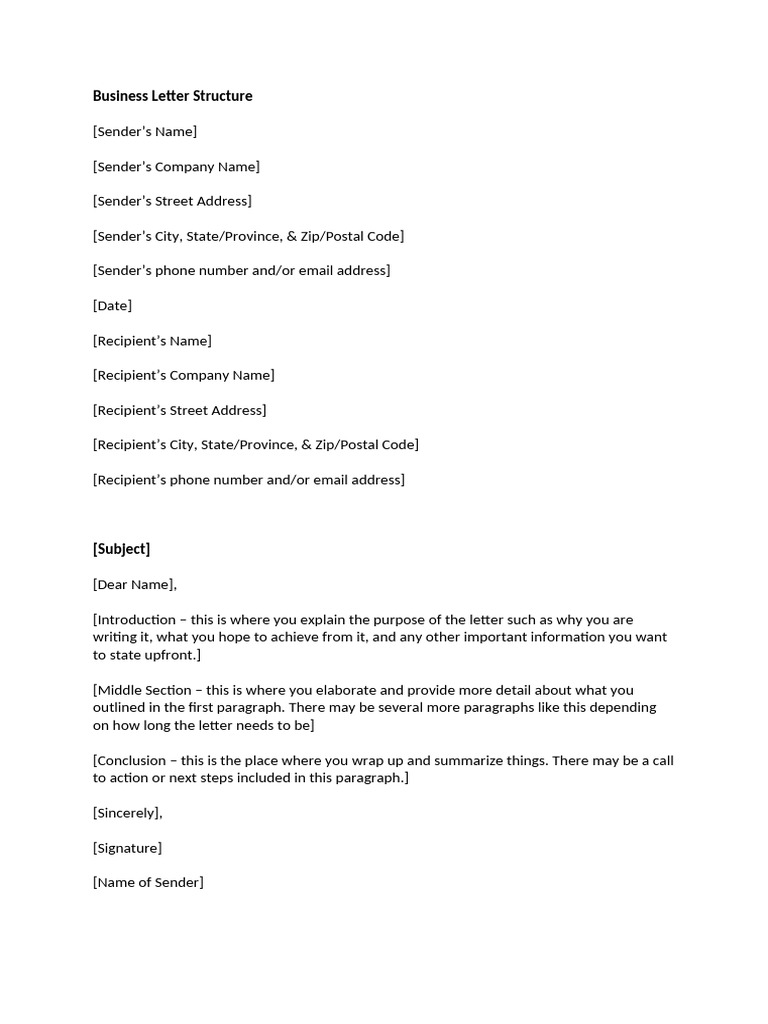 Business Letter Structure | PDF