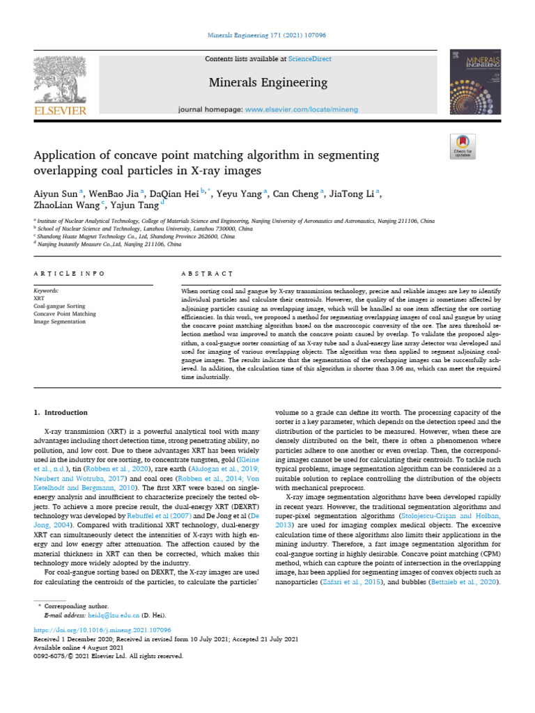 Application of Concave Point Matching Algorithm in Segmenting | PDF | X ...