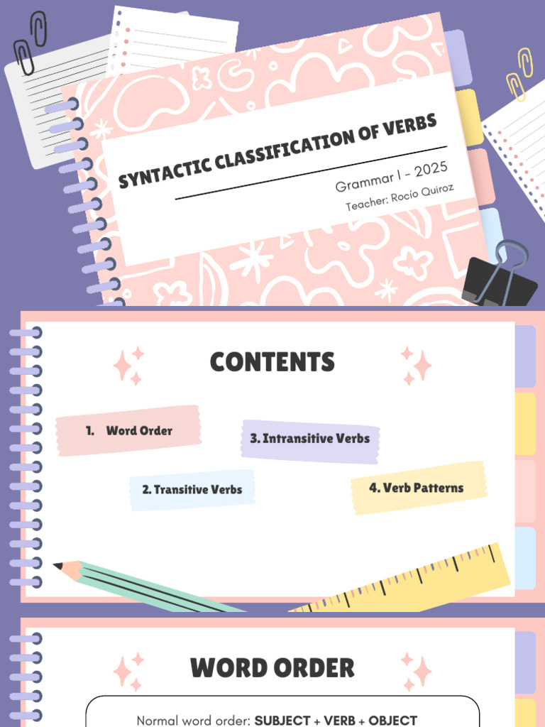 Lesson 6 - Syntactic Classification of Verbs PPT - Grammar I | PDF ...