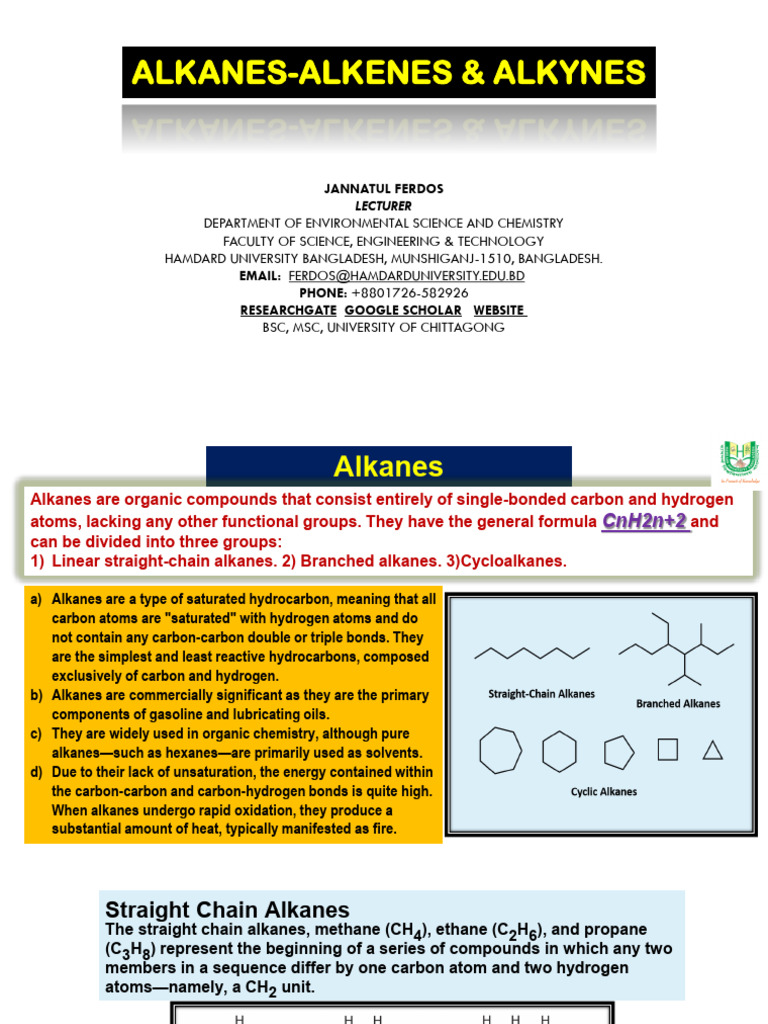 Alkanes-Alkenes & Alkynes | PDF | Alkene | Alkane