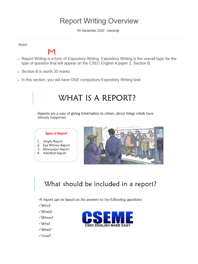 CSEC Report Writing Format Guide | PDF