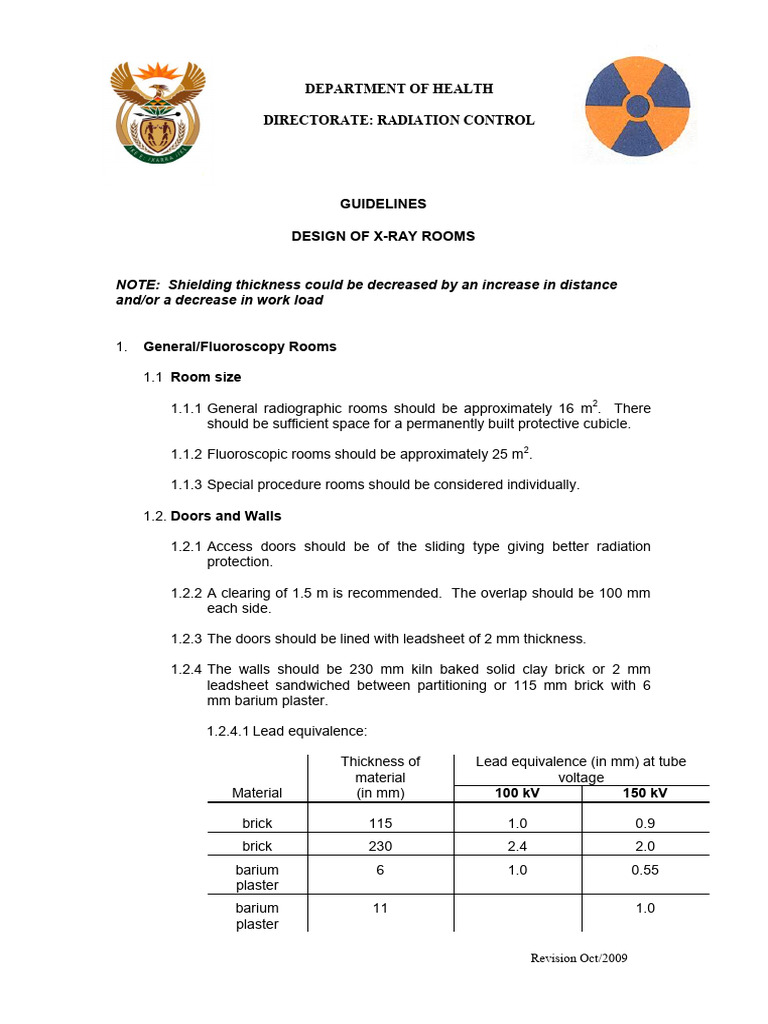 X-Ray Room Wall Thickness Guidelines | PDF | X Ray | Radiography