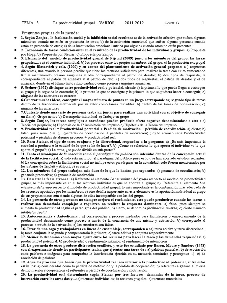 TEMA - 8 - La Productividad Grupal.2 | PDF | Motivacional | Motivación