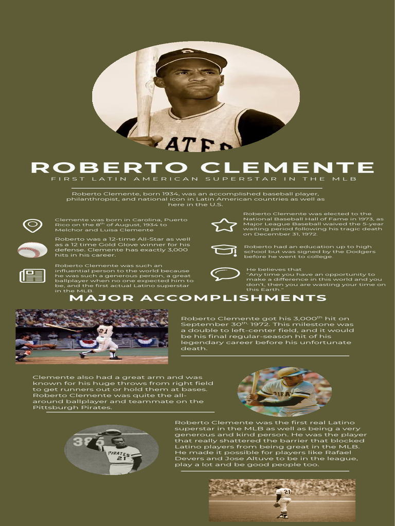 Roberto Clemente Infographic Biography | PDF | Major League Baseball ...
