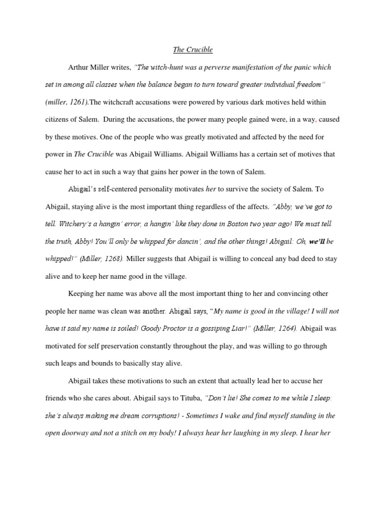 The Crucible Essay Rough | PDF | Religion And Belief | Science