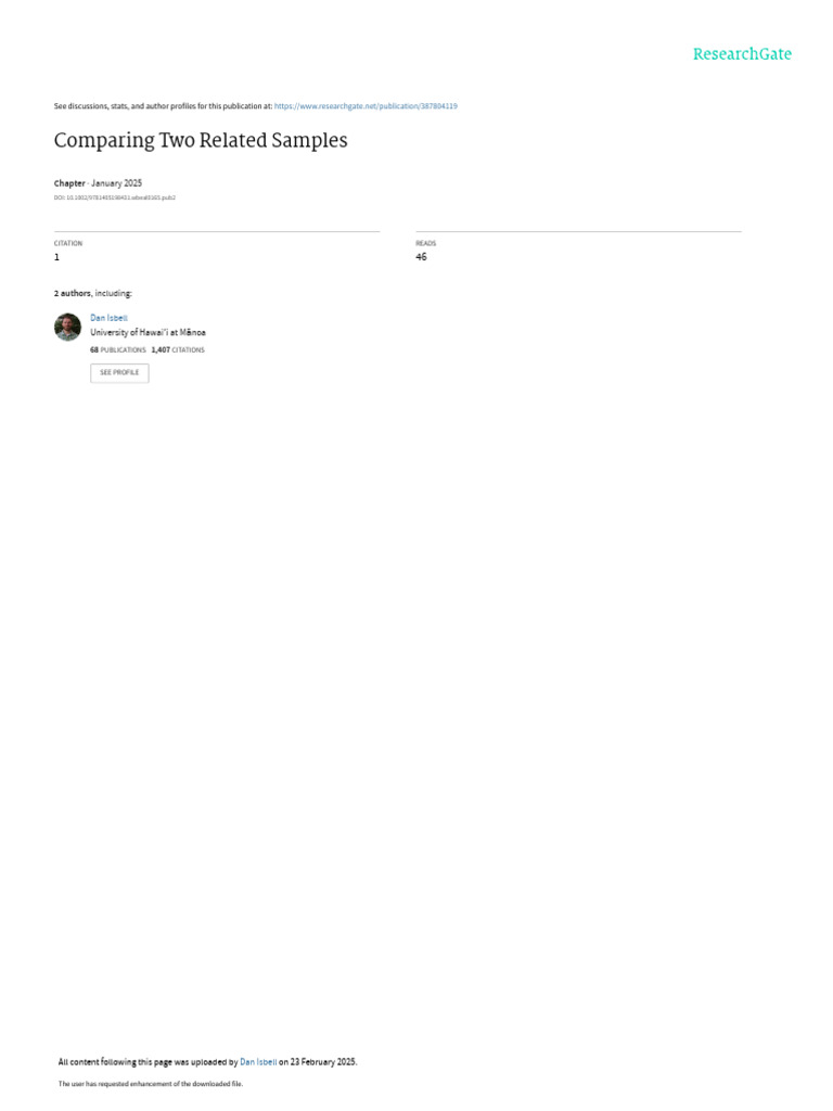 Comparing Related Samples in Research | PDF | Student's T Test | Effect ...