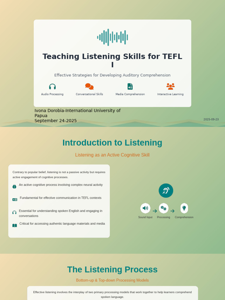 TEFL Listening Skills Development Guide | PDF | Reading Comprehension ...