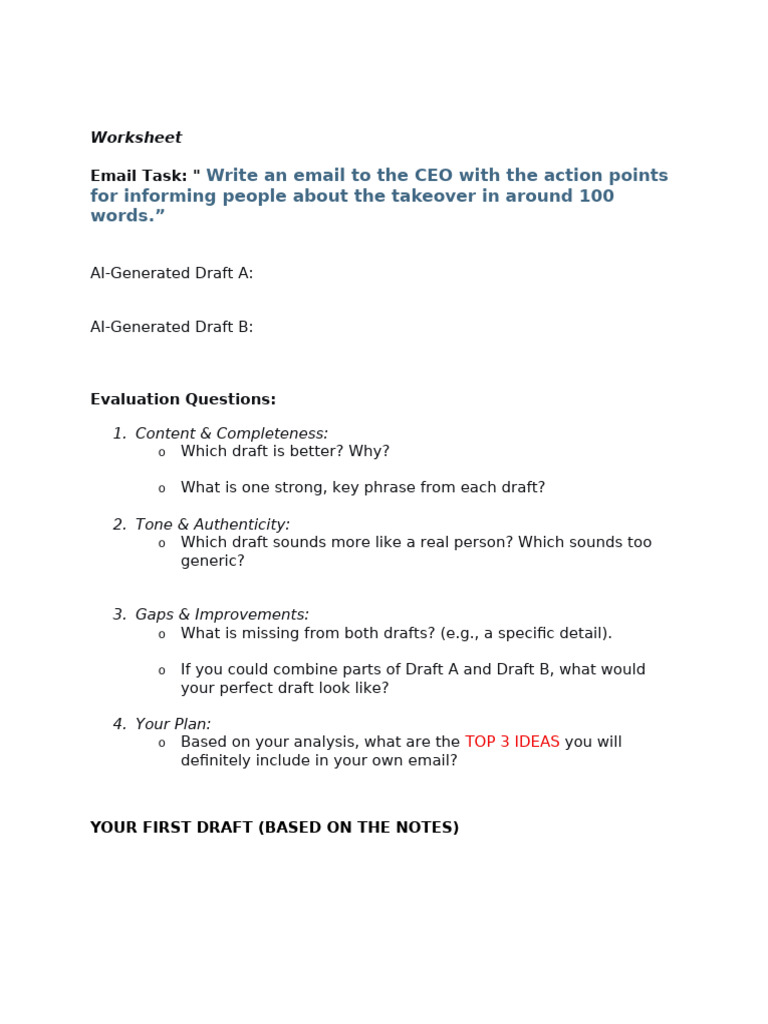 Worksheet For Writing Unit 2 | PDF