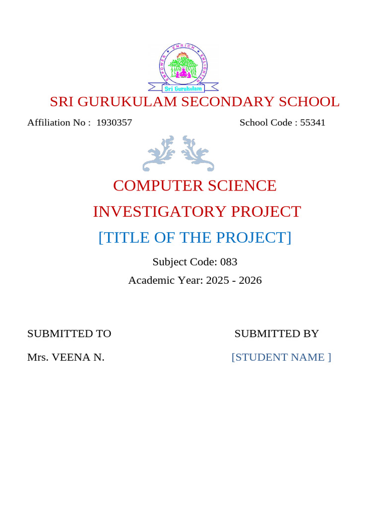 Computer Science Investigatory Project | PDF