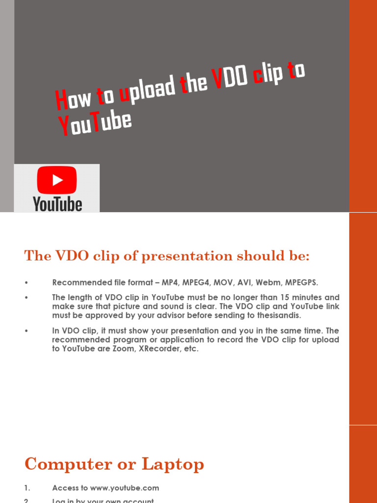 How To Upload The VDO Clip To YouTube | PDF