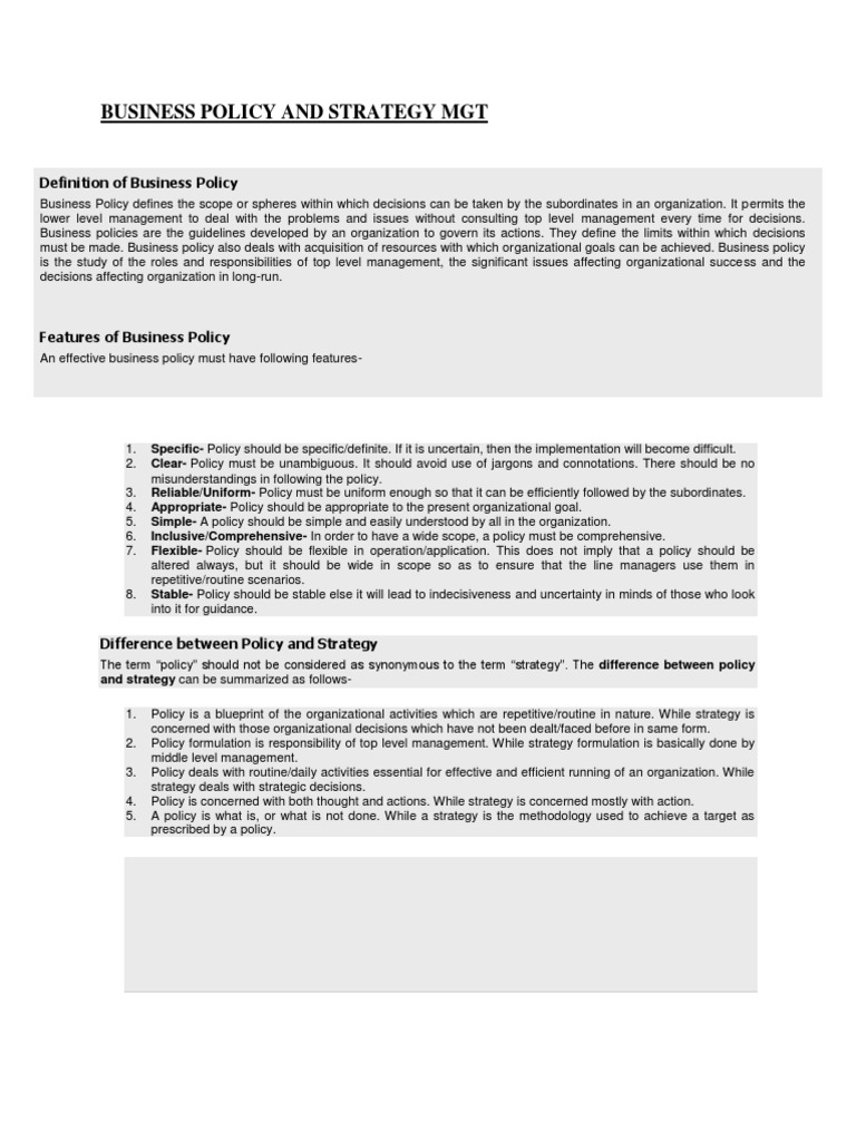 BPSM Notes of Unit 1 | PDF | Strategic Management | Strategic Planning