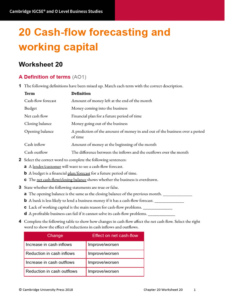 IGCSE-OL Bus CH 20 Worksheet | PDF | Financial Economics | Money