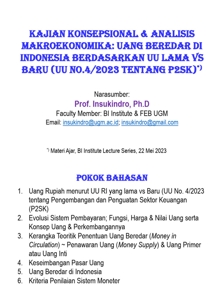 Uang Beredar Berdasarkan UU Lama Dan Baru | PDF