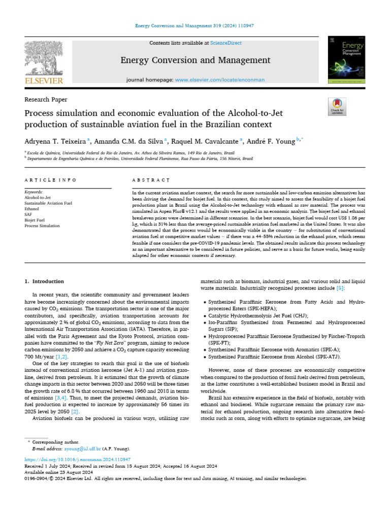 Process Simulation and Economic Evaluation of The Alcohol-to-Jet | PDF ...