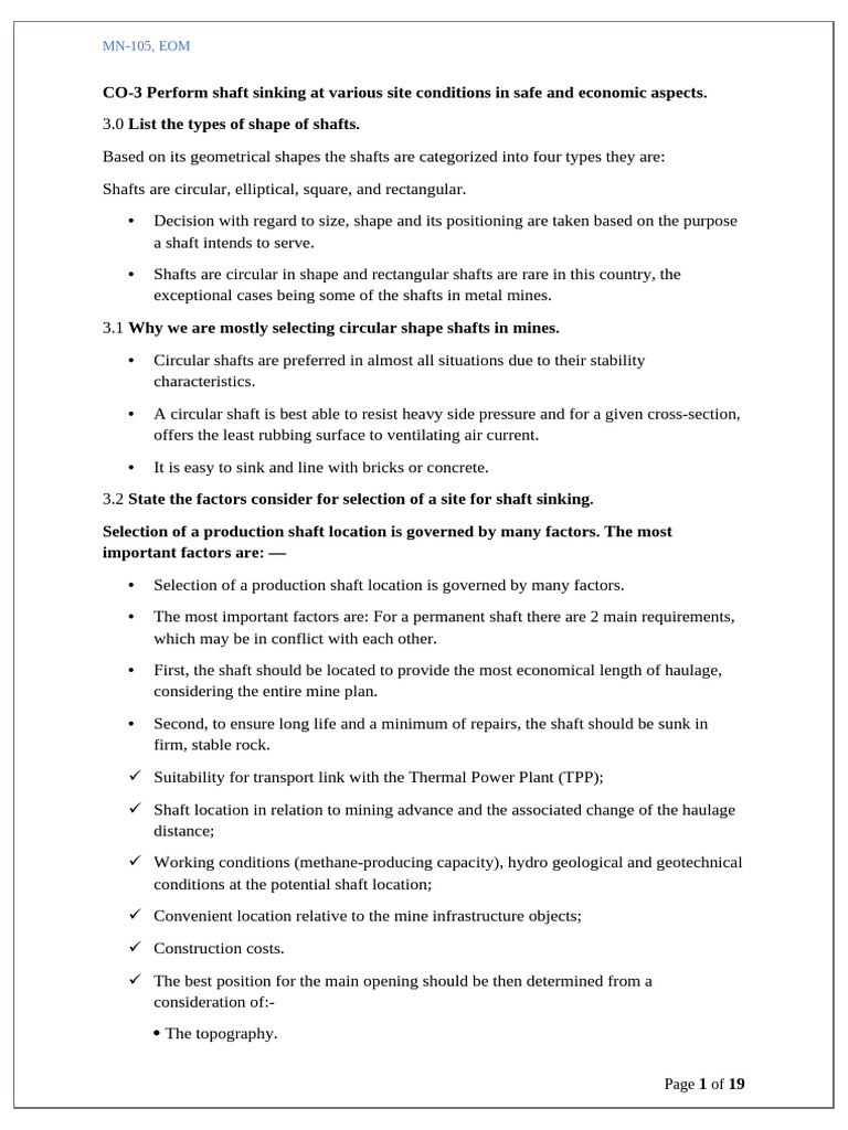 C24 Chapter 3, Shaft Sinking | PDF | Ice | Pump