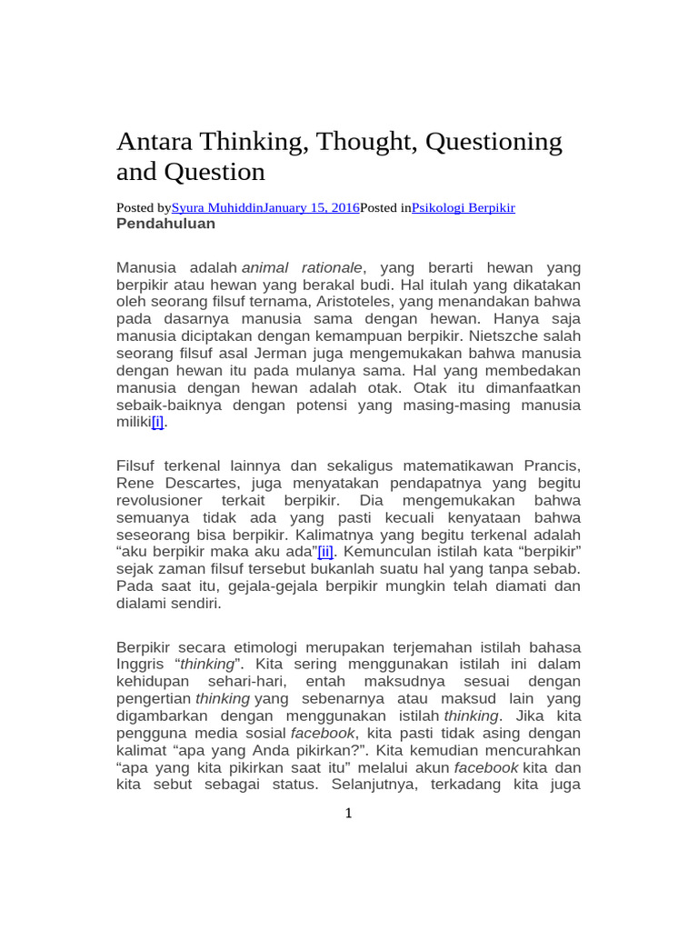 1-Thinking, Thought, Questioning and Question | PDF