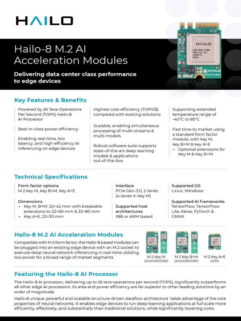 Hailo-8 M.2 AI Module Specifications | PDF | Artificial Intelligence ...