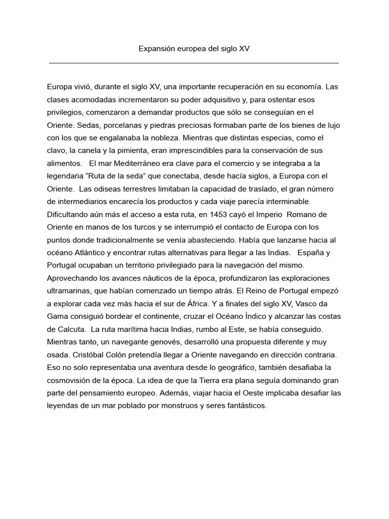 Expansión Europea Del Siglo XV | PDF