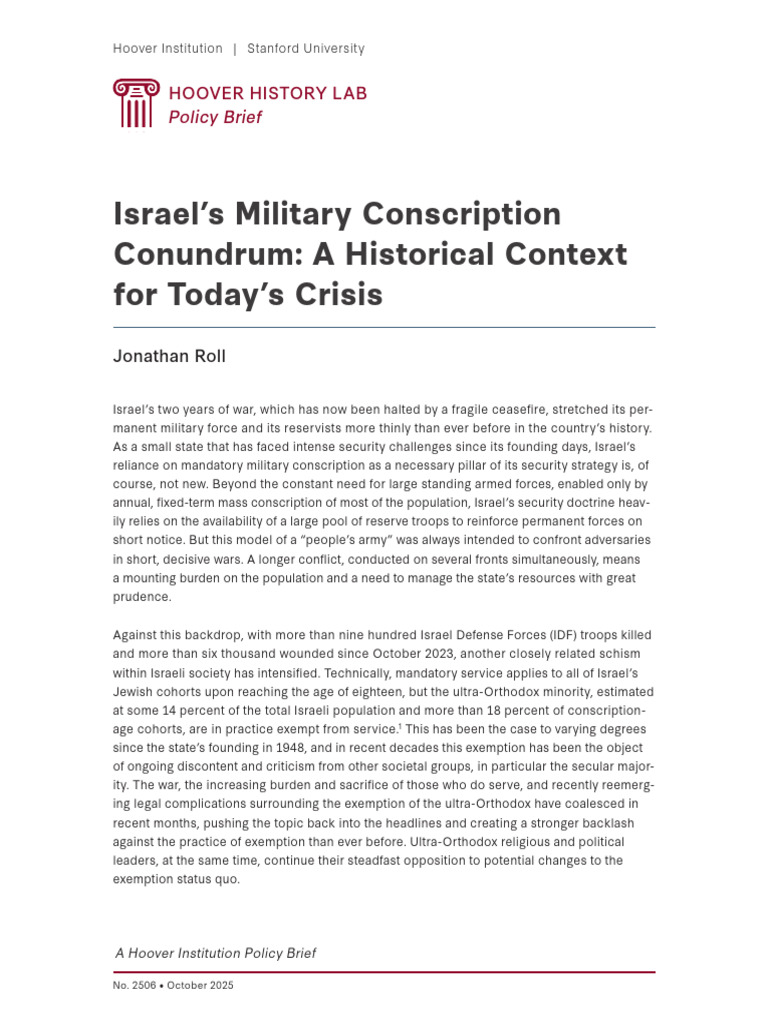 Israel's Military Conscription Conundrum: A Historical Context For ...