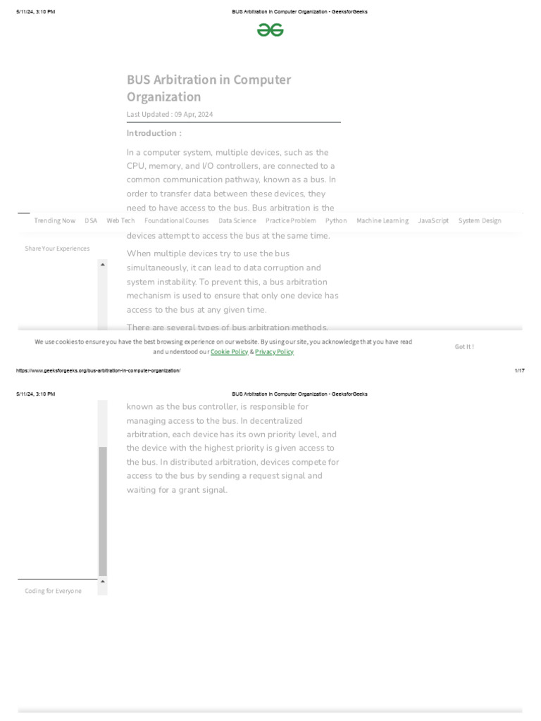 Bus Arbitration Methods Explained | PDF | Http Cookie | Input/Output
