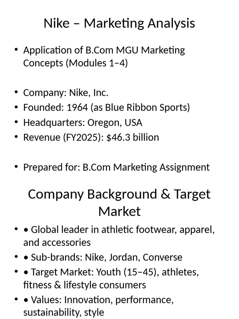 Nike Marketing Analysis Presentation | PDF | Pricing | Nike