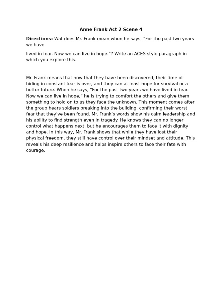 Anne Frank Act 2 Scene 4 | PDF