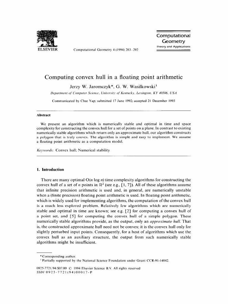 Computing Convex Hull in A Floating Poin | PDF | Vertex (Geometry) | Convex Set