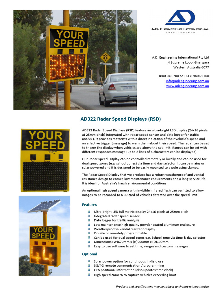 Radar Speed Display for Traffic Safety | PDF