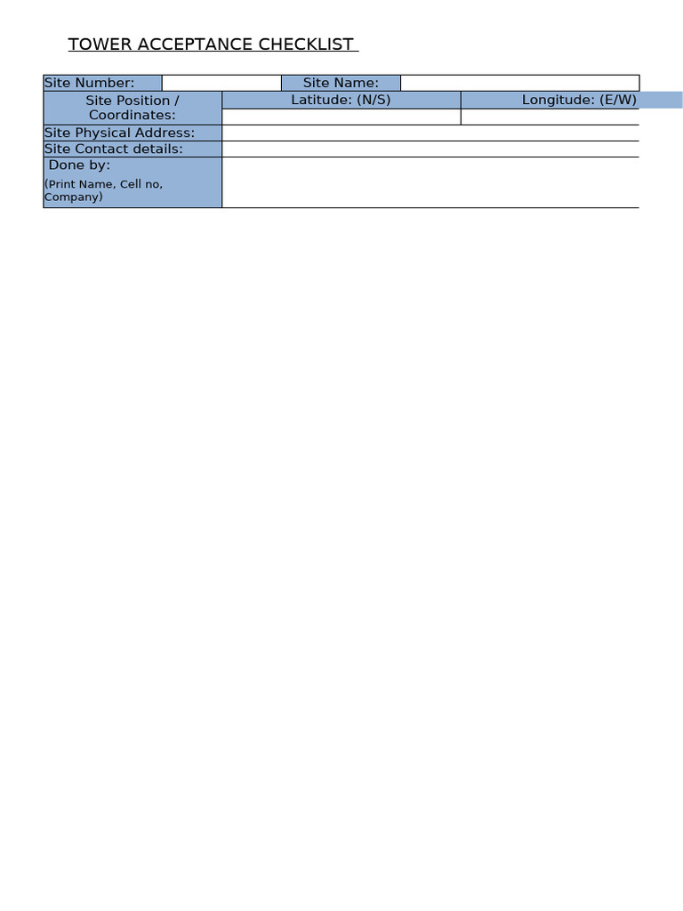 Tower Acceptance Checklist Guide | PDF
