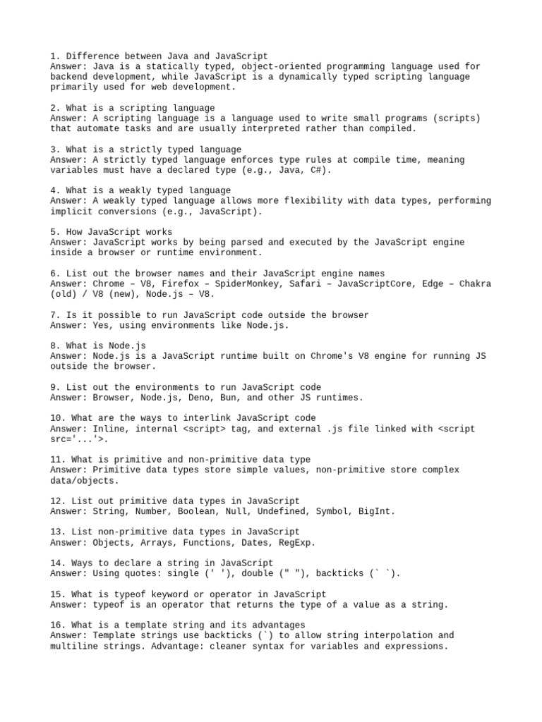JavaScript Concepts and Differences Explained | PDF | Java Script ...