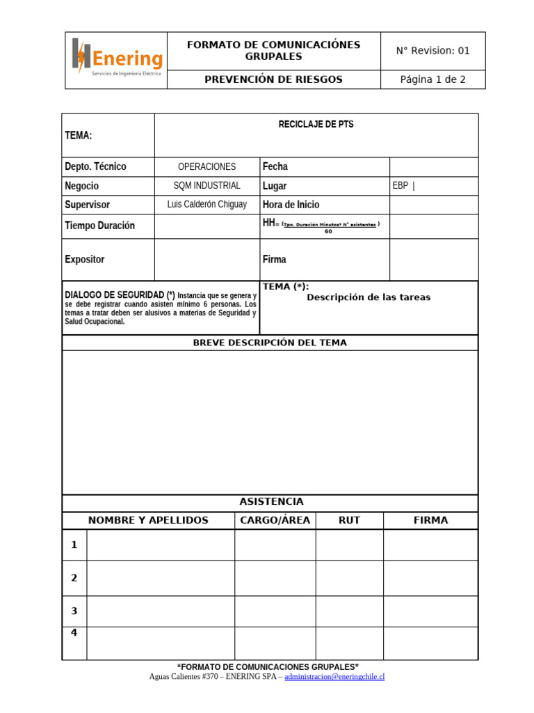 004 - Formato de Comunicaciones Grupales- HDS | PDF