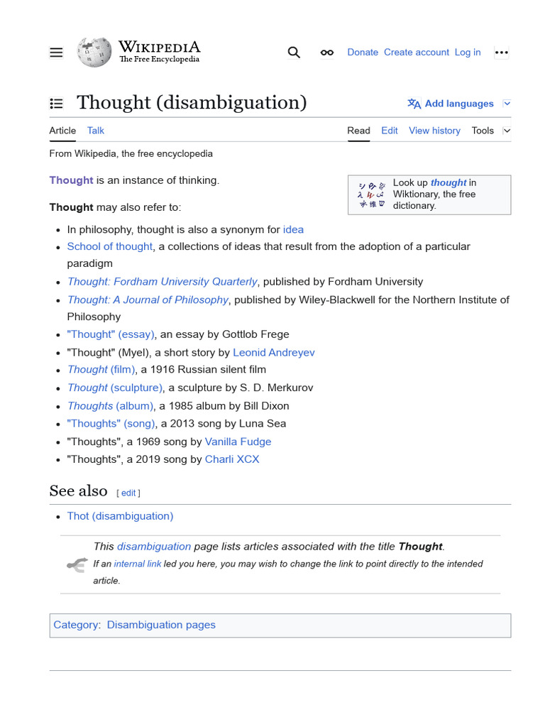 En Wikipedia Org Wiki Thought (Disambiguation)... | PDF