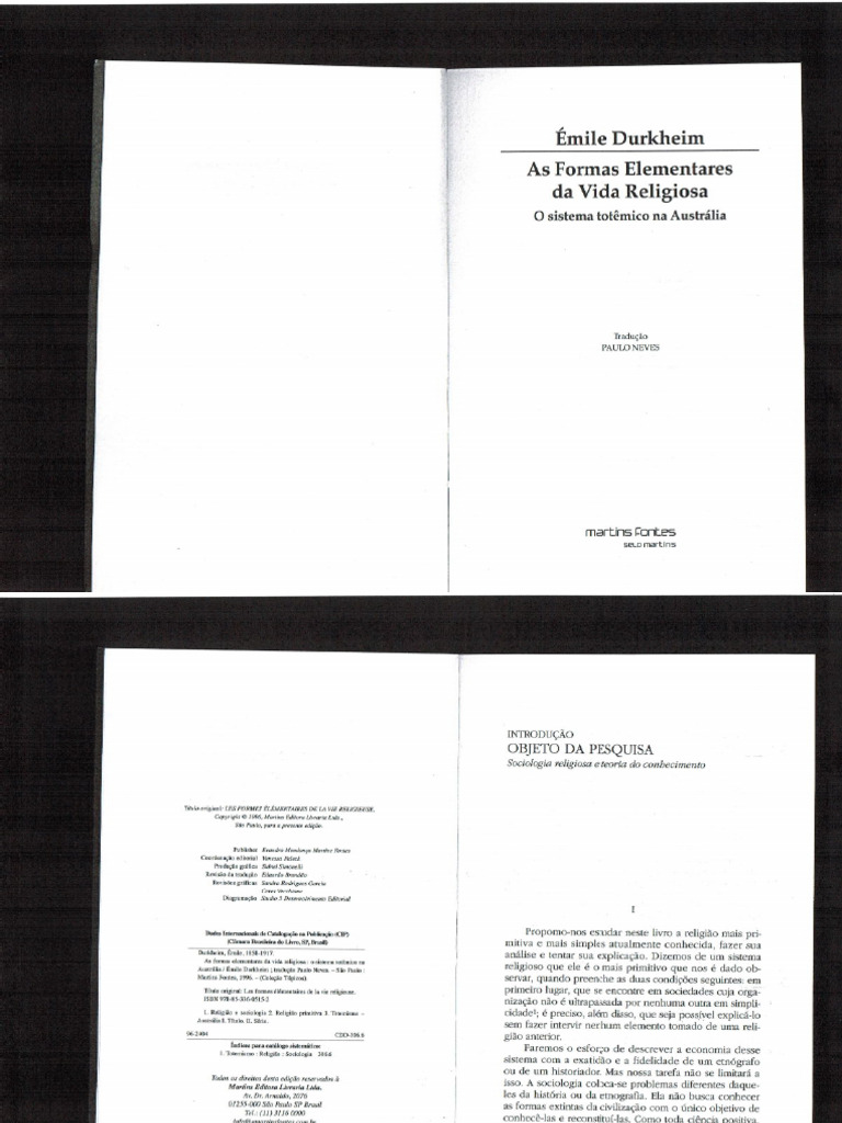 Emile Durkheim As Formas Elementares da Vida Religiosa | PDF